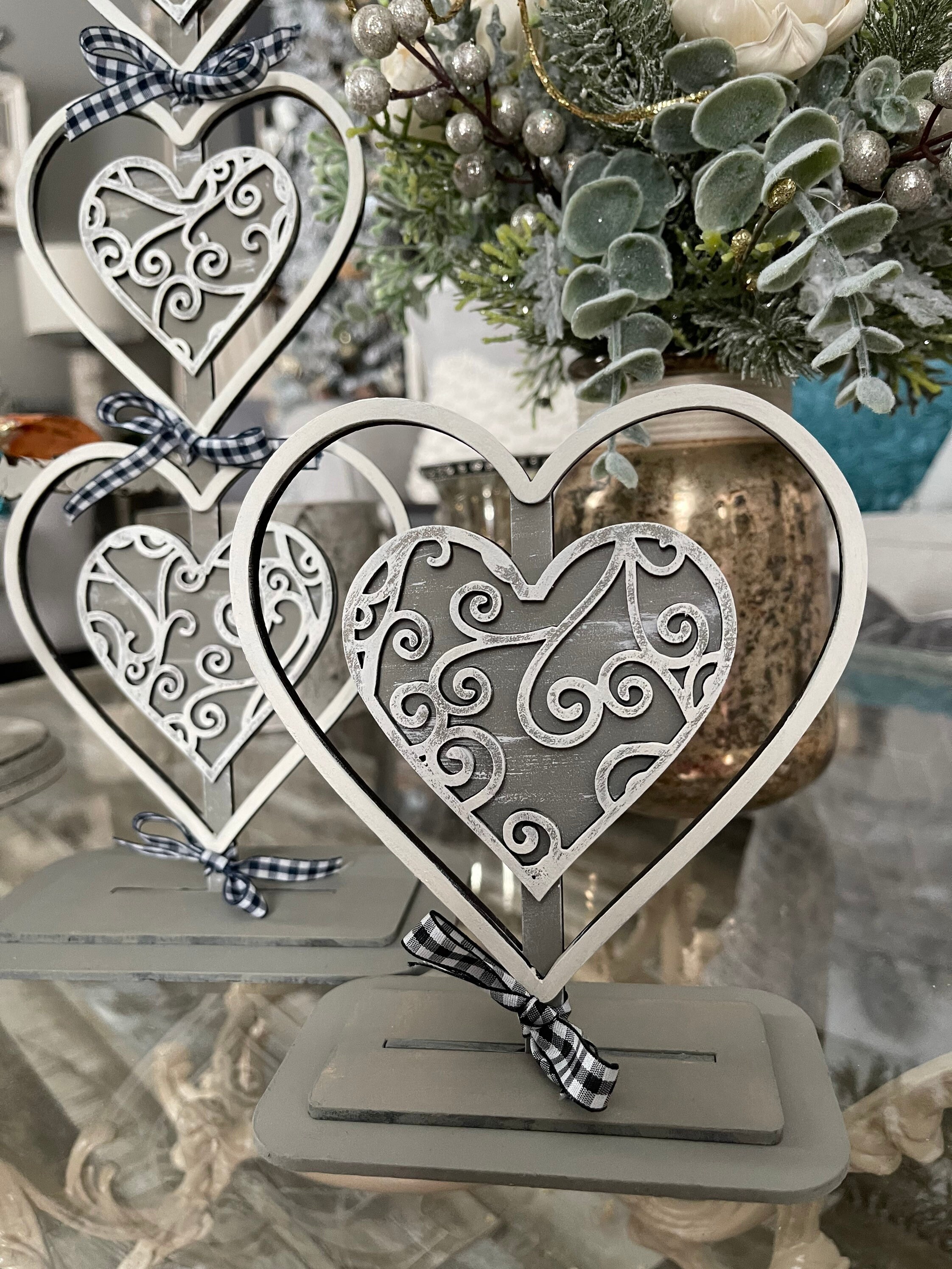 Heart Topiary Bundle conversation Hearts Swirls Roses for - Etsy