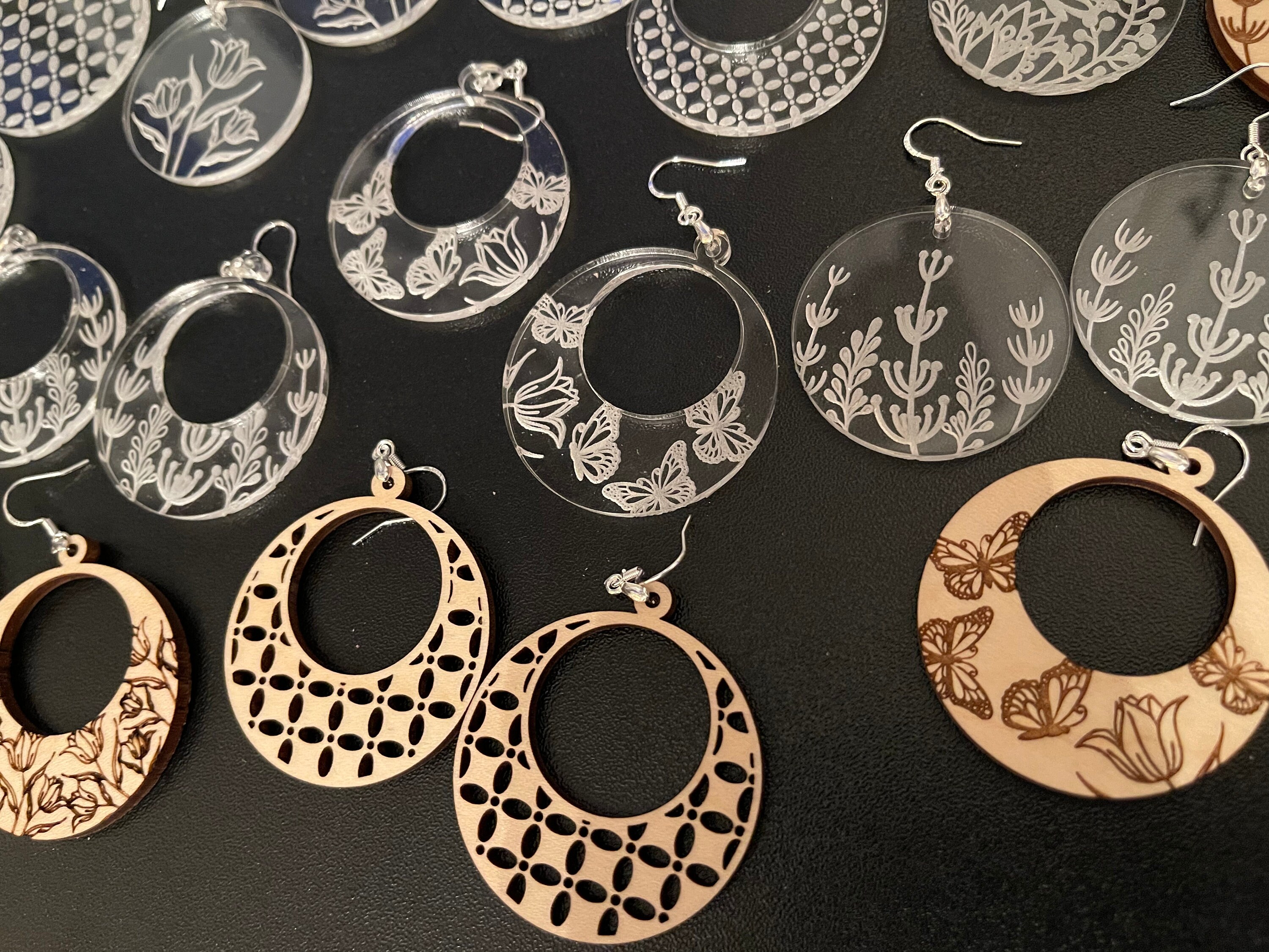 Round & Hoop Earrings Set of 10 SVG Digital Download for Glowforge or ...