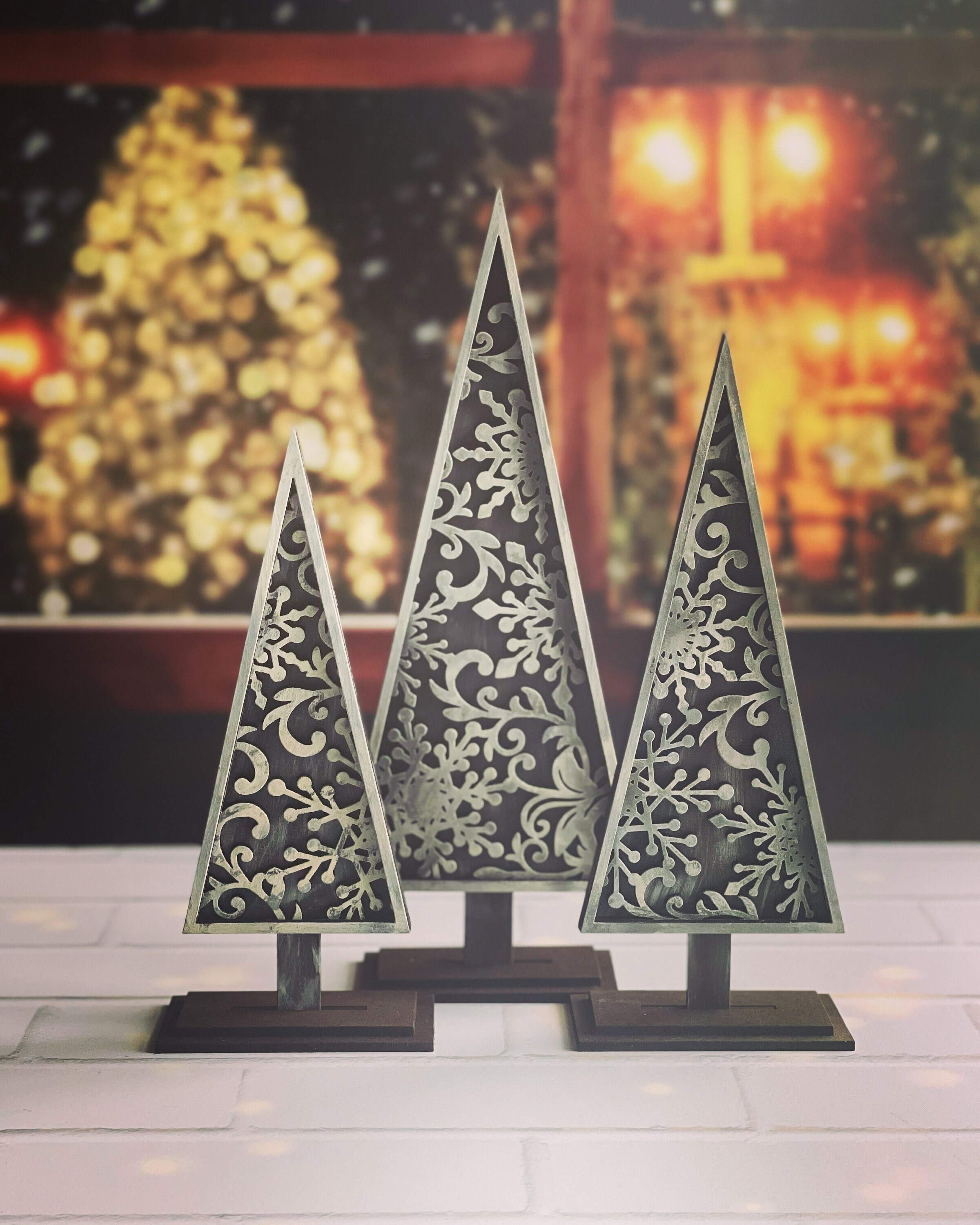 Snowflake Flourish Trees Set of 3 SVG Digital Download for Glowforge or ...