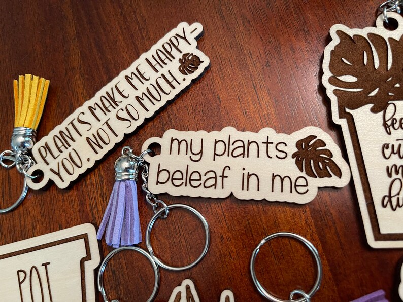 Funny Plant Lovers Keychain SVG File Set of 10 for Glowforge - Etsy