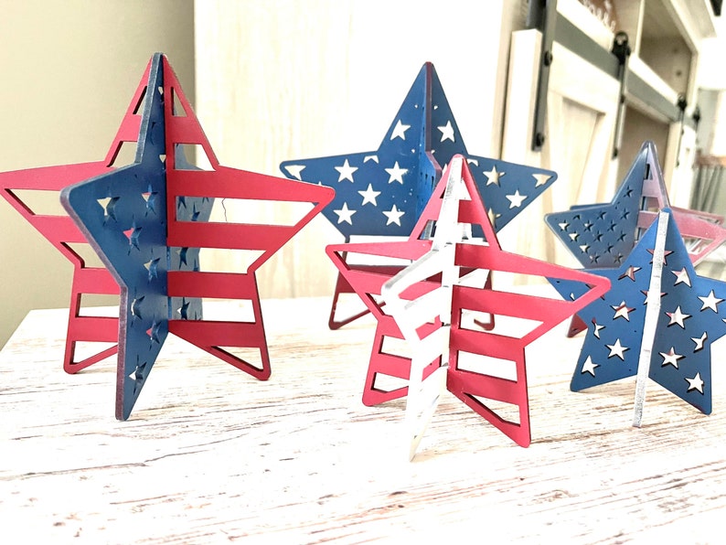 1/8 3D Standing Stars set of 5 Patriotic Stars and - Etsy