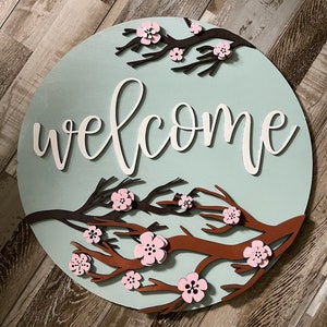 Cherry Blossom Welcome Sign SVG Digital Download for Glowforge or Laser ...