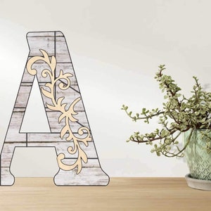 Shiplap Flourish Alphabet SVG Bundle Set of 26 Letters and Backers for ...