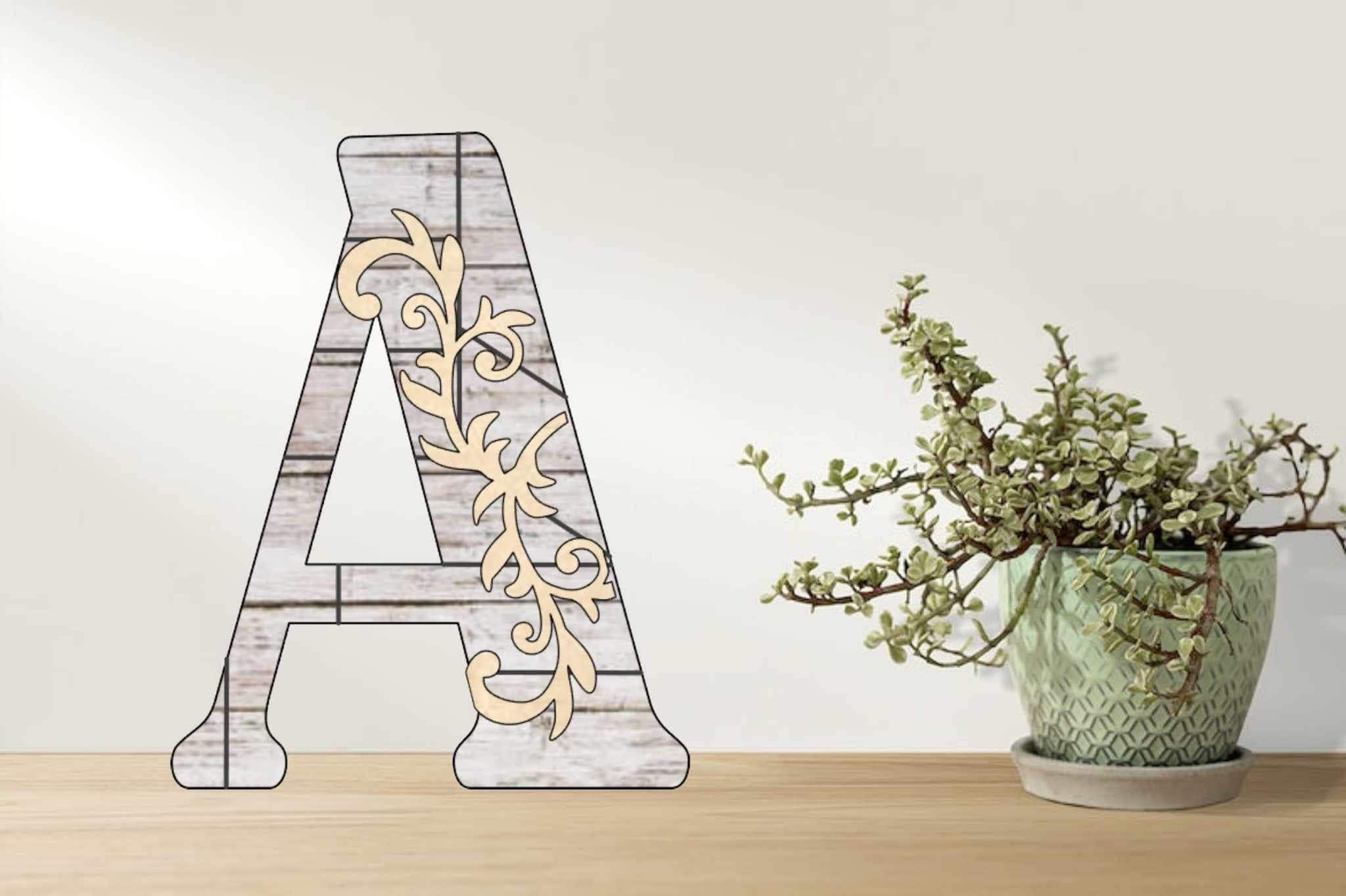 Shiplap Flourish Alphabet SVG Bundle Set of 26 Letters and Backers for ...