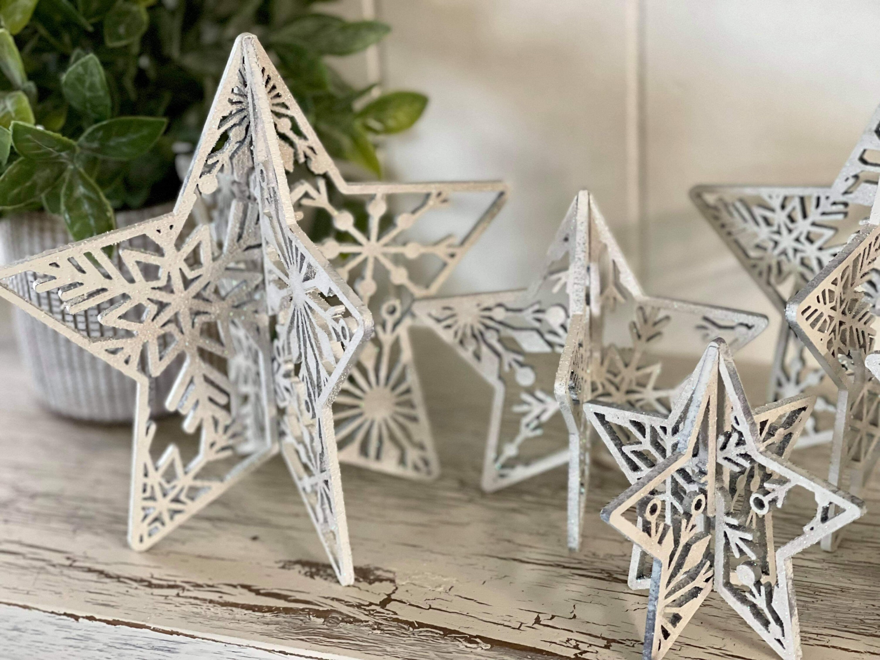 3D Snowflake Standing Stars Set of 5 SVG Digital Download - Etsy