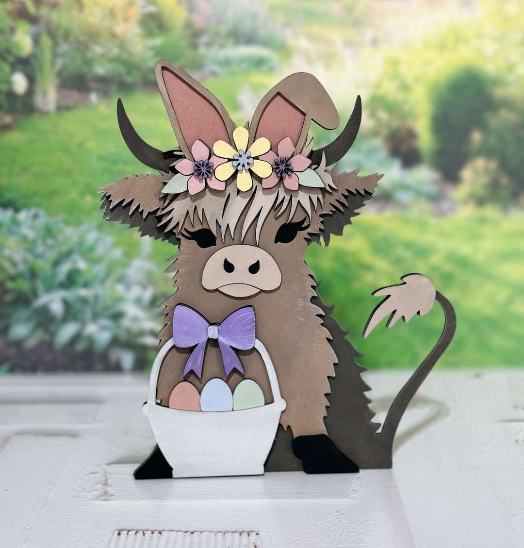 Easter Bunny Highland Cow SVG Digital Download for Glowforge or Laser ...