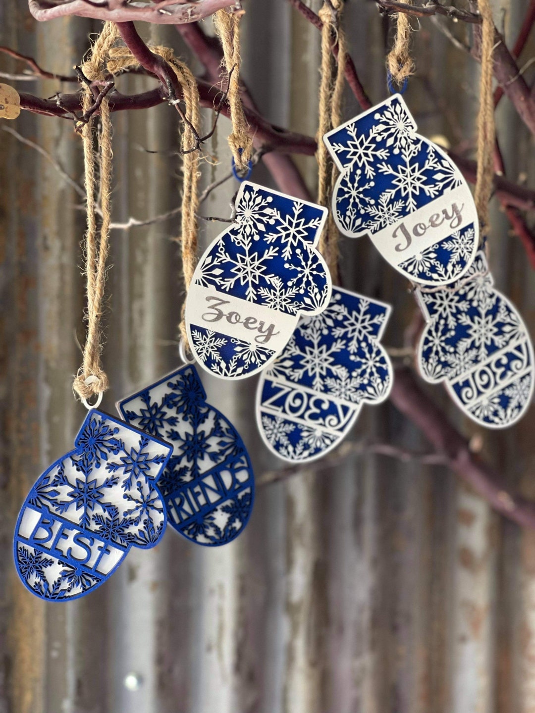 Mitten Ornament Set -for Best Friends or Family Member Names SVG ...