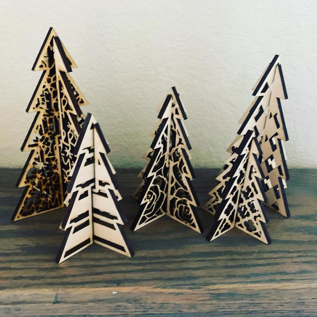 1/4" 3D Patterned Trees Set of 5 SVG Digital Download for Glowforge or ...