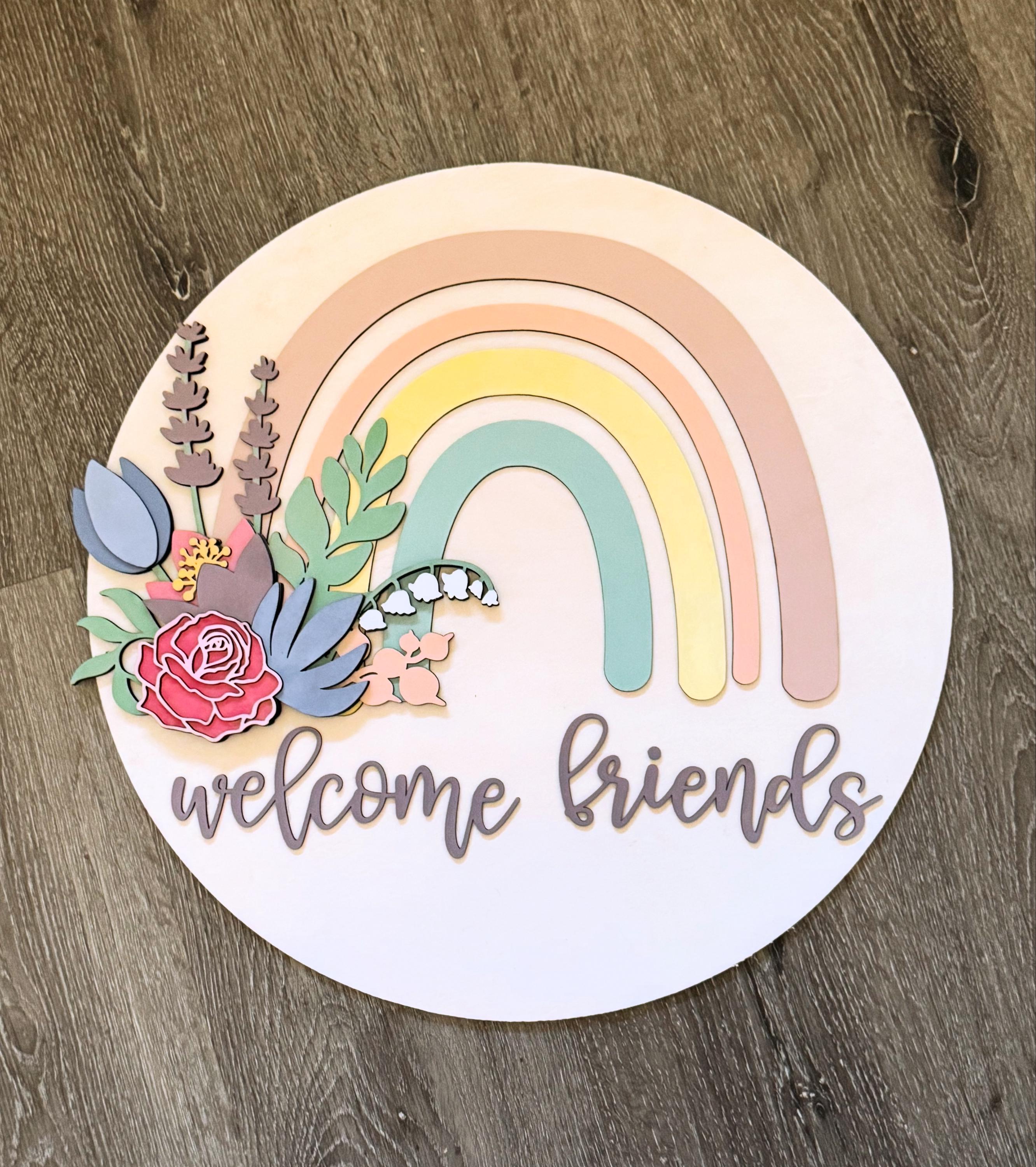 Floral Rainbow Welcome Sign SVG Digital Download for Glowforge or Laser ...