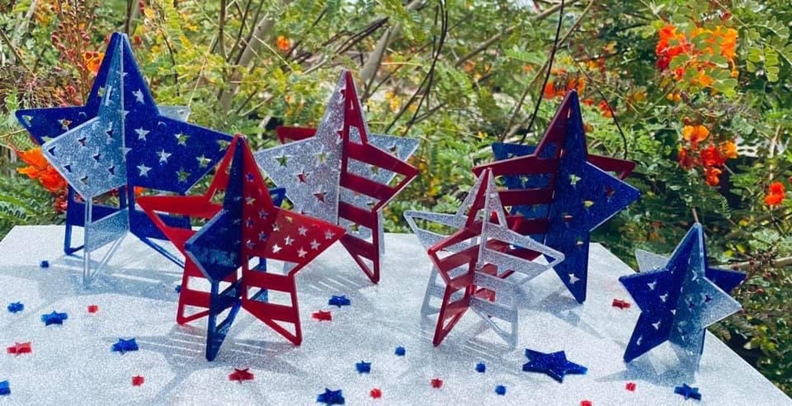 1/8 3D Standing Stars set of 5 Patriotic Stars and Stripes for Mantle ...