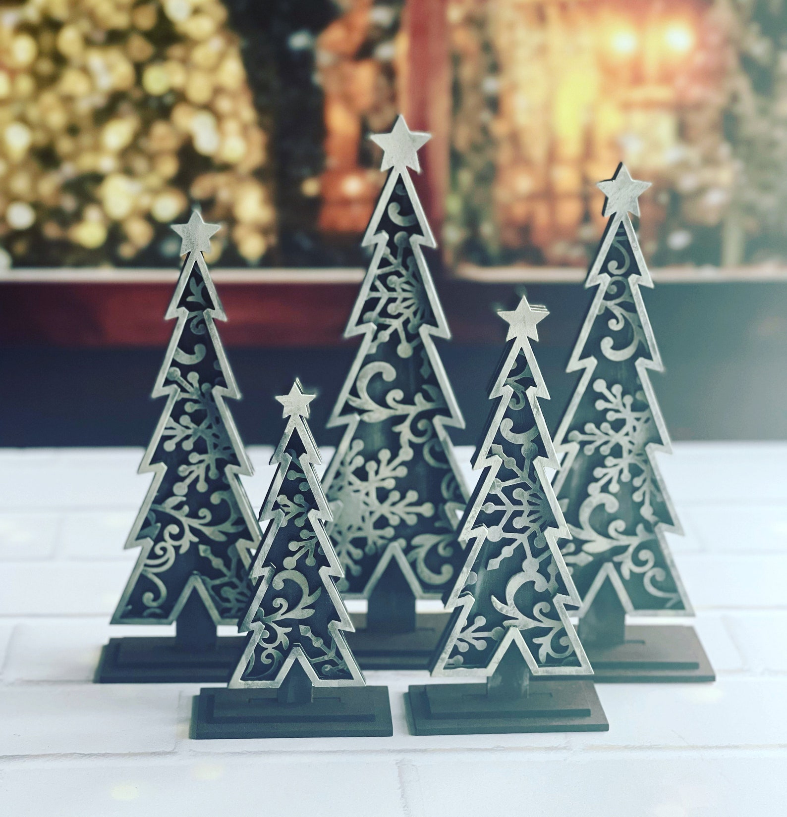Flourish Snowflake Christmas Tree Set of 5 SVG Digital Download for ...