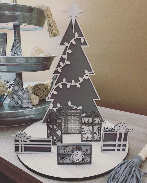 Christmas Tree With Presents on a Slotted Snowflake Tree Skirt | Etsy