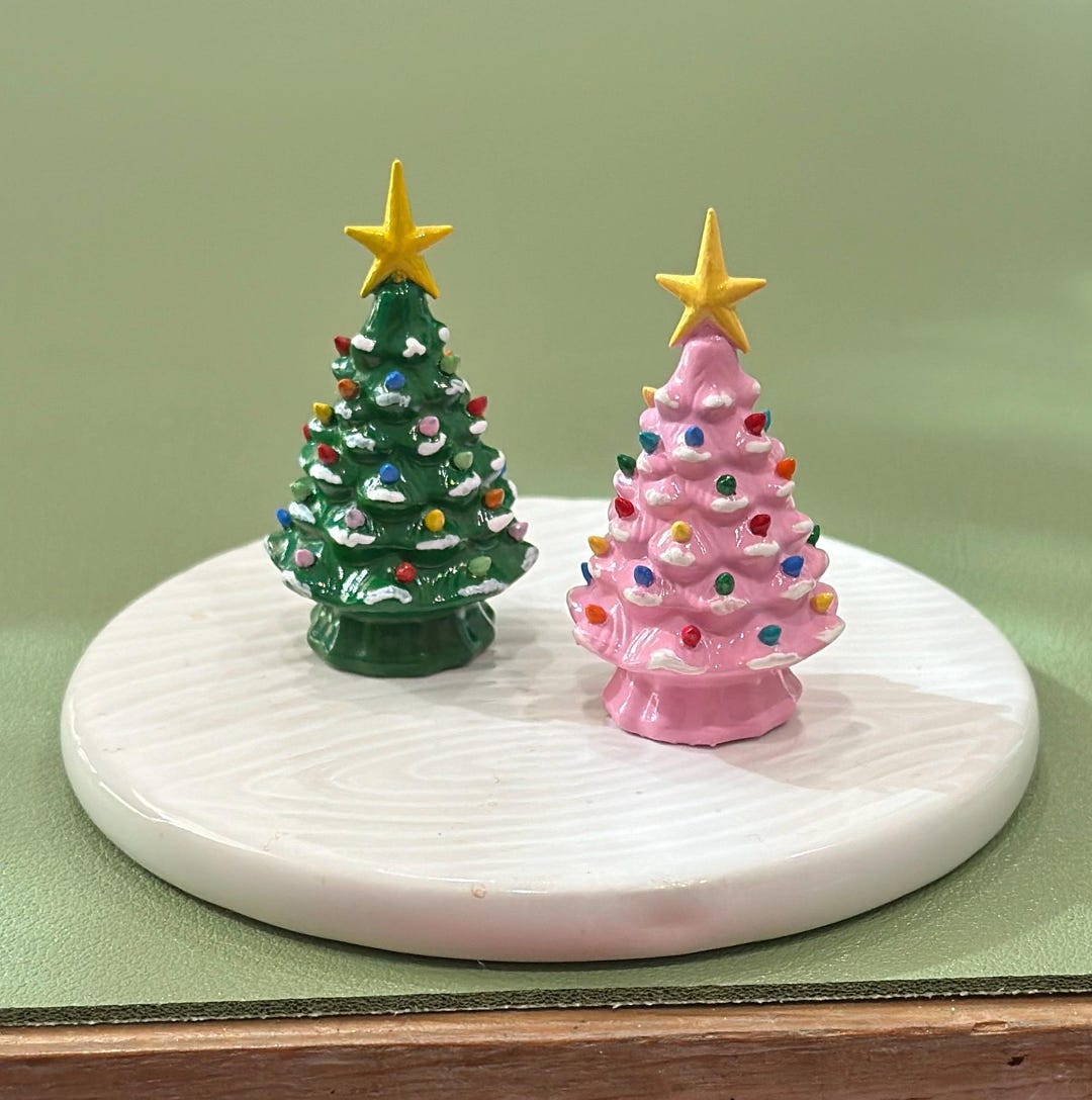 Miniature Christmas Tree Replica, 1:6 Scale Resin, Hand-painted, 2 Inch ...