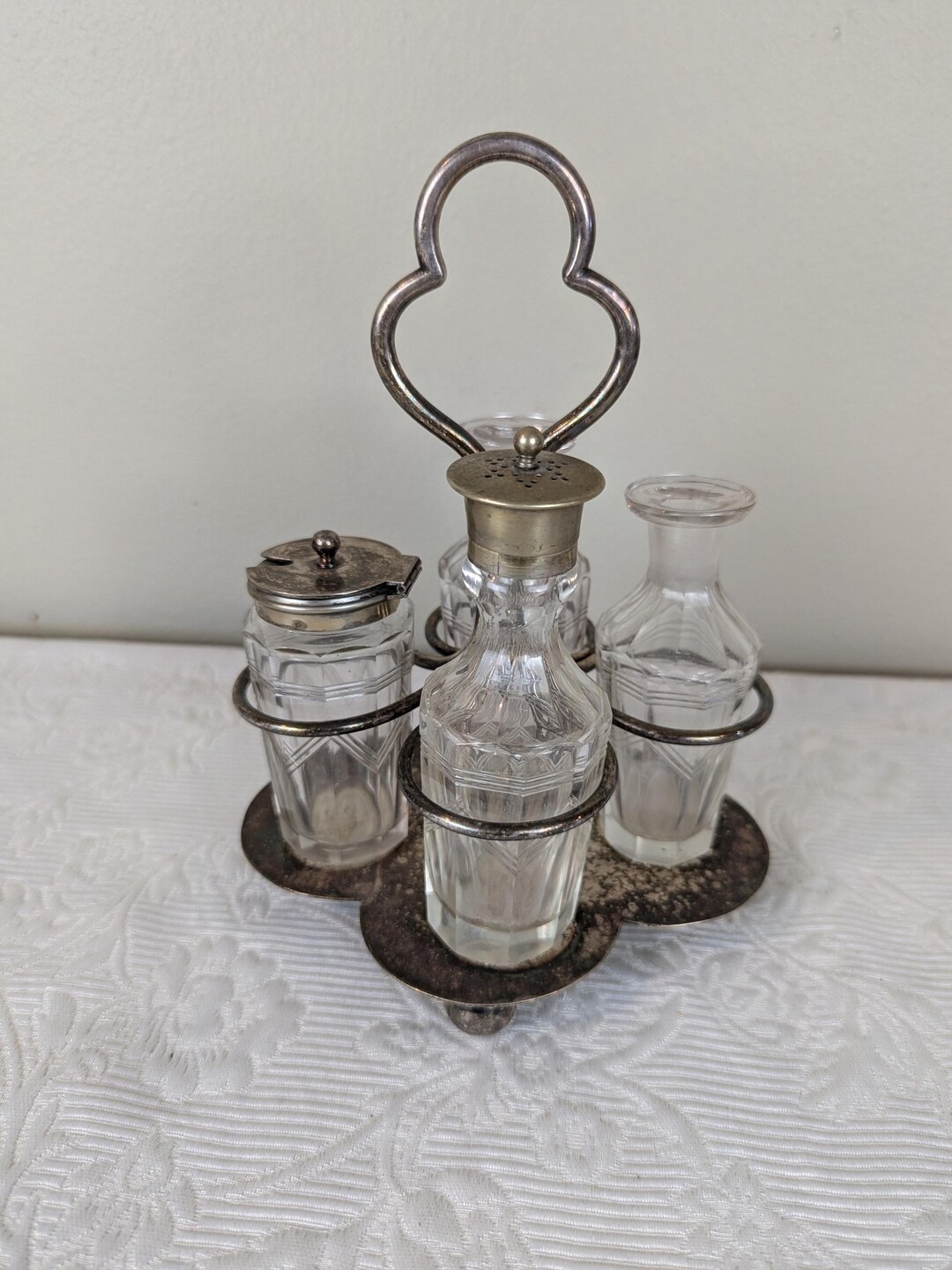 Vintage English EPNS Silver 4 Piece Condiment Set With Tray Incomplete ...