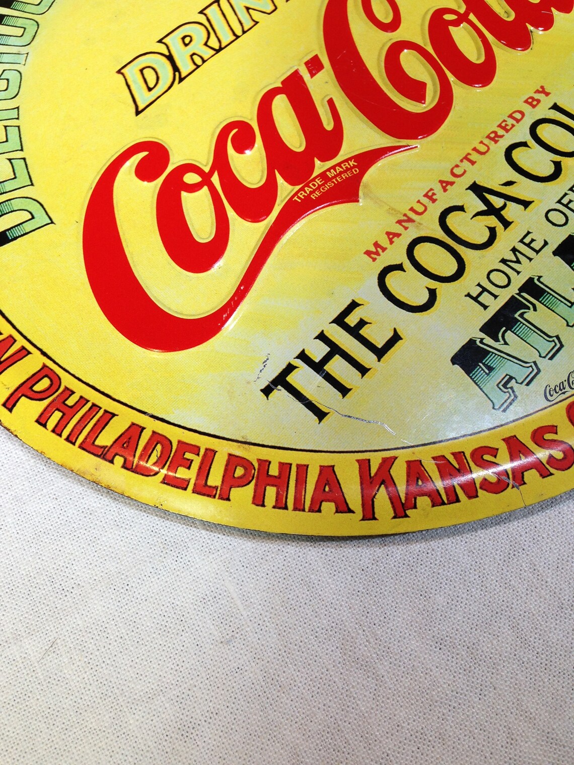 Vintage Reproduction Coca Cola Sign Yellow in Color From 1999 - Etsy