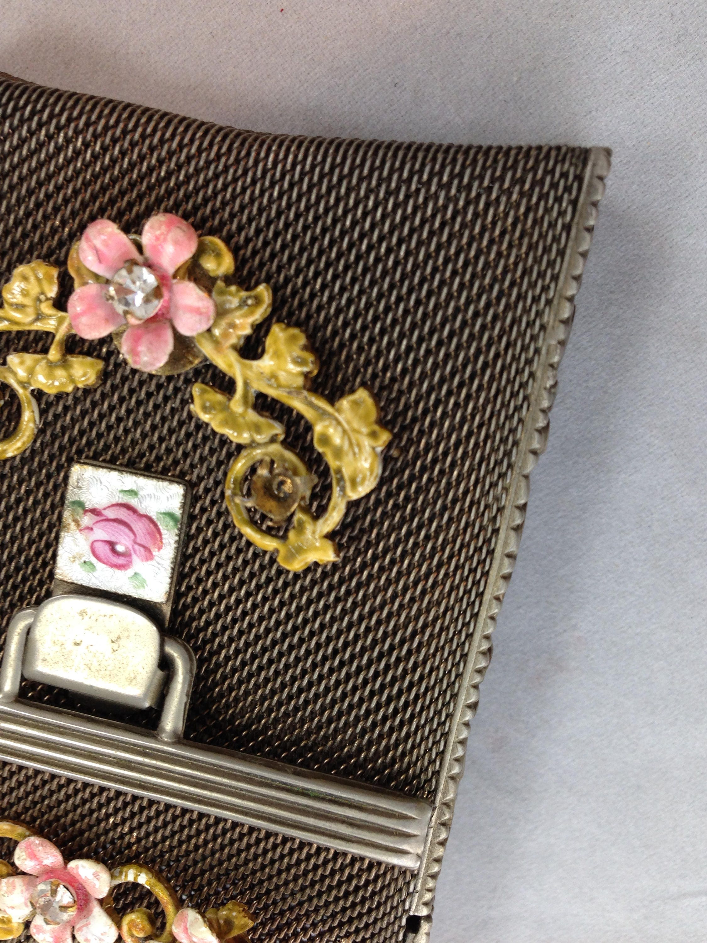 A Silver Metal Mesh Wire Cigarette Case with Decorative Metal | Etsy