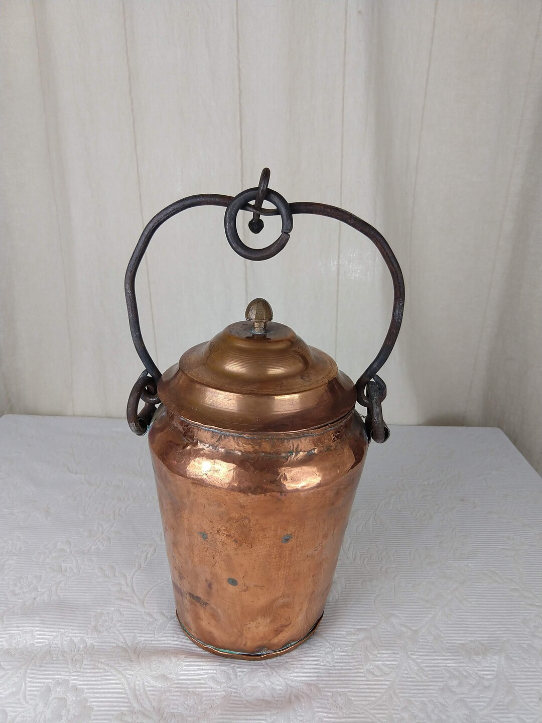 Vintage Copper Urn With Lid and Hanging Style Handle 11 1/2 Inches Tall ...