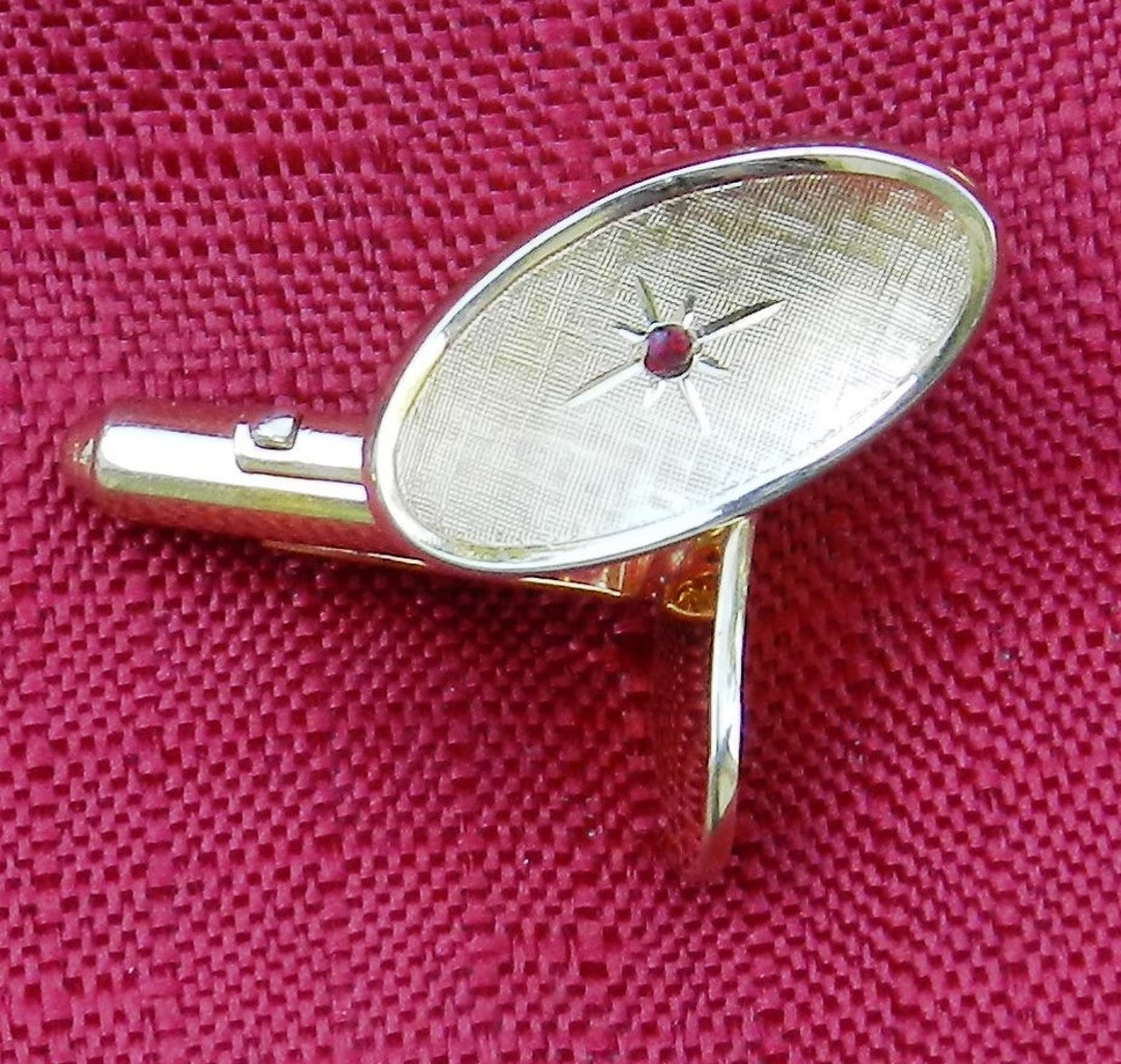 Pair of Anson Cufflinks With a Concave Brushed Oval Setting Starburst ...