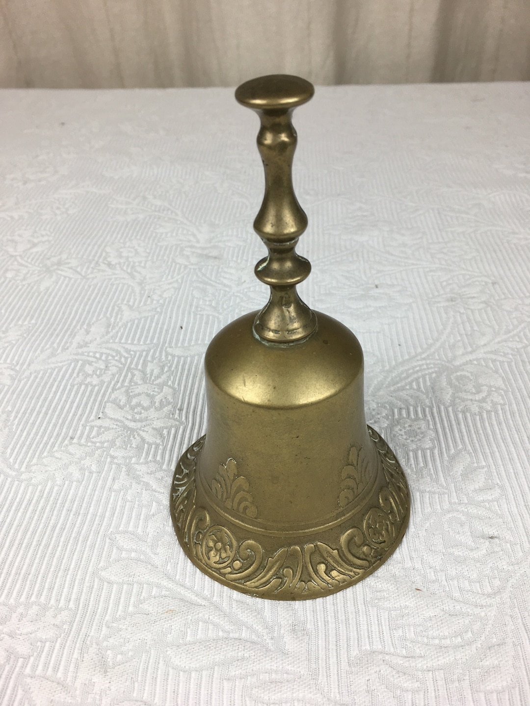 Vintage Cast Brass Hand Bell 3 Inches Tall With Handle 6 Inches Loud ...