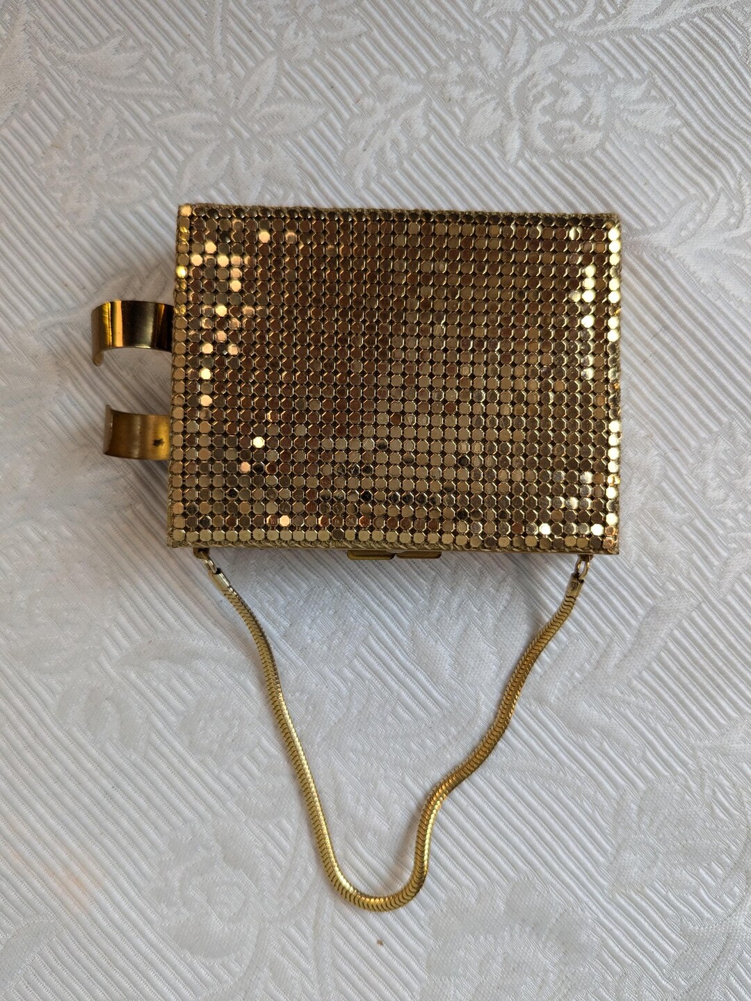 Vintage Gold Mesh Compact and Cigarette Combination Evening Case With ...
