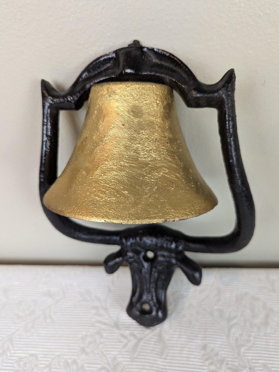 Vintage Cast Iron Bell on a Cow Shaped Wall Mount 04597 - Etsy