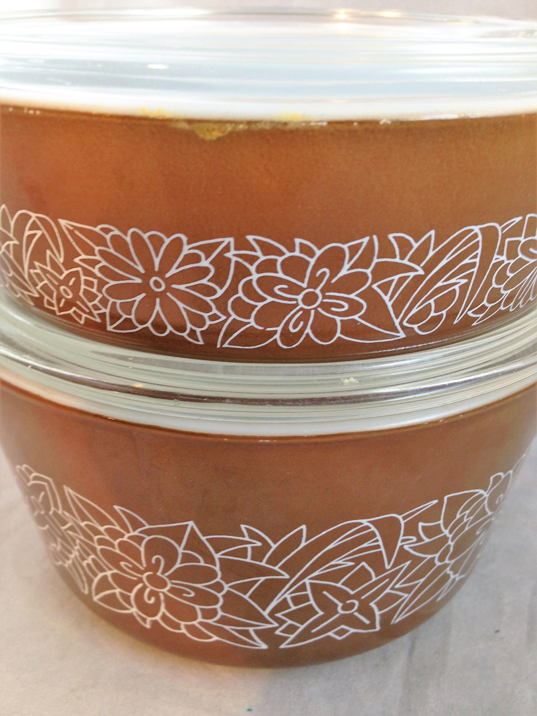 Vintage Pyrex Dark Brown Woodland Pattern 4 Pieces 471-B and - Etsy