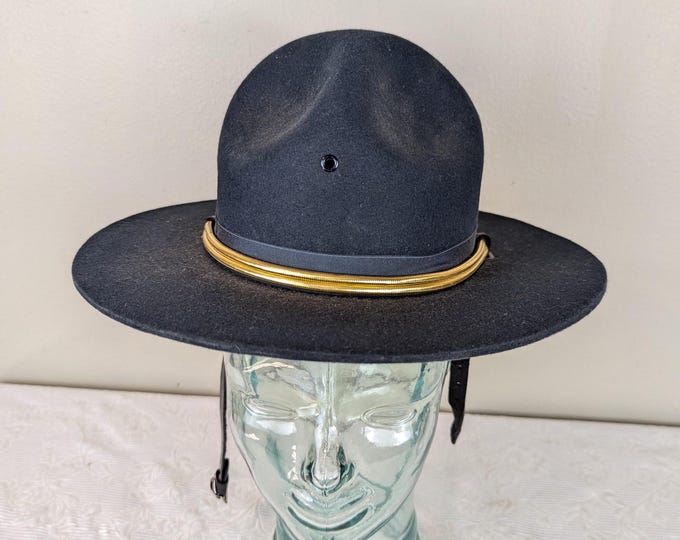 Stratton Felt Campaign Hat in Navy Blue Size 7 With Chin Strap and Gold ...