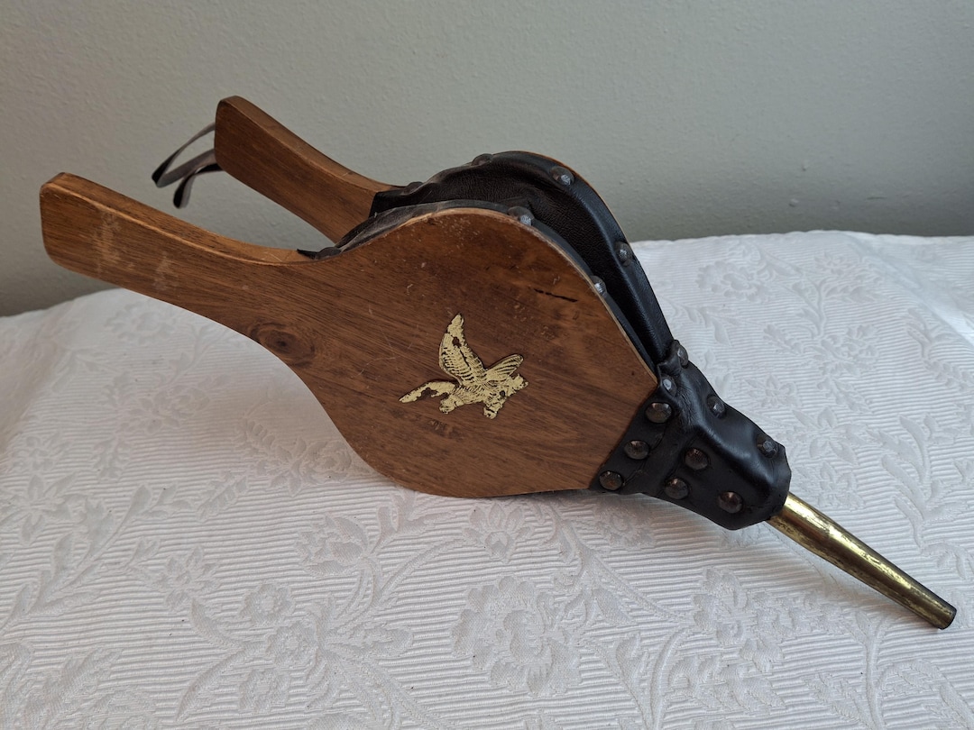 Vintage Solid Wood and Leather Bellows With Brass Nozzle 04920 - Etsy
