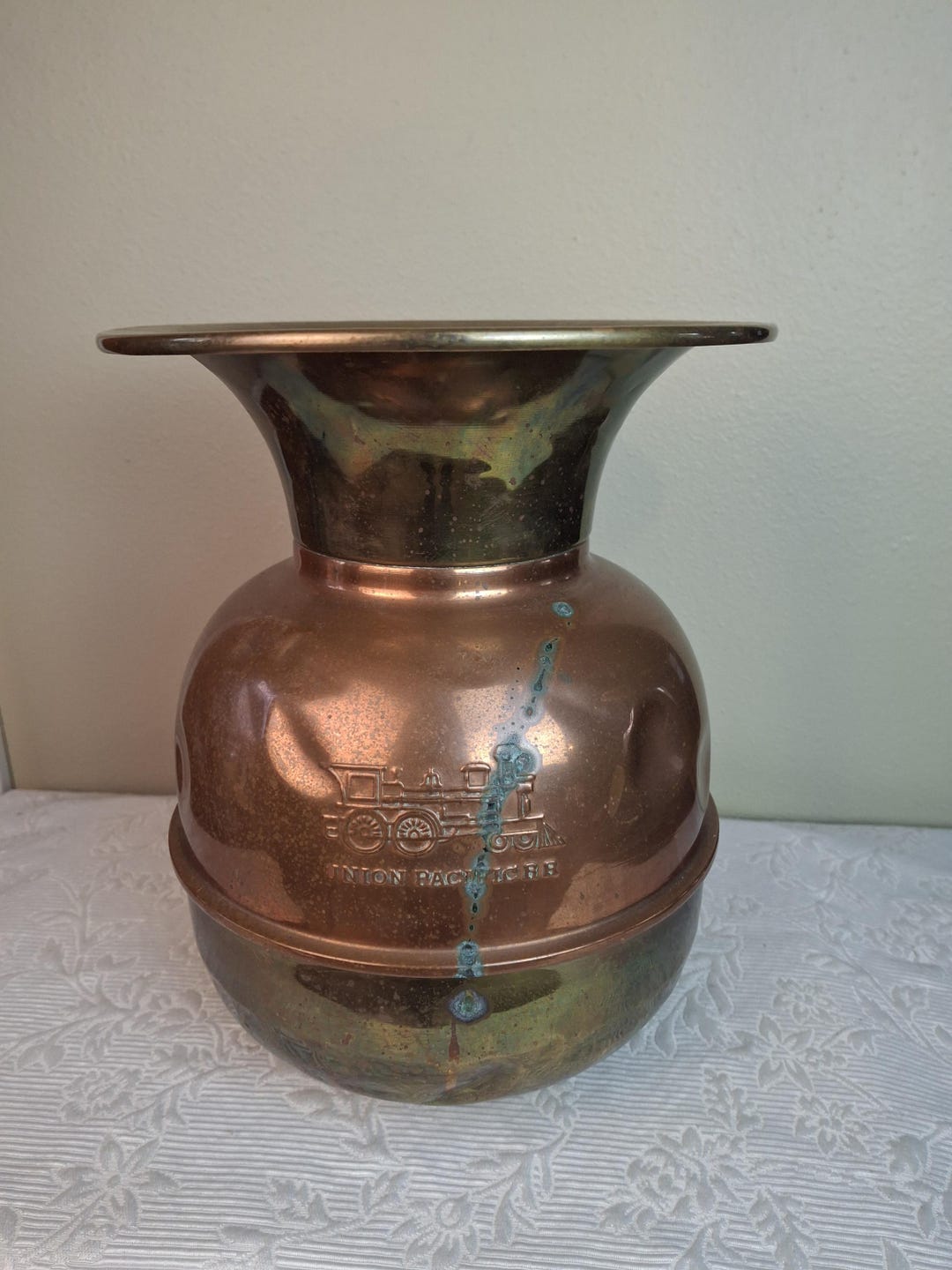 Reproduction Model of a Brass and Copper Cuspidor/spittoon With Union ...