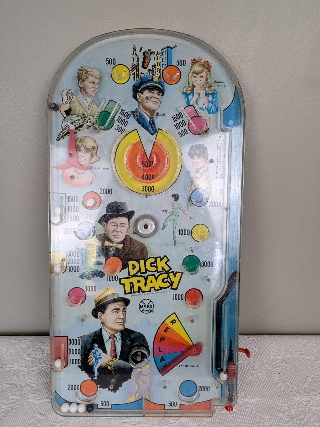 Vintage MARX Toys Dick Tracy Marble Tabletop Pinball Game From 1967 ...