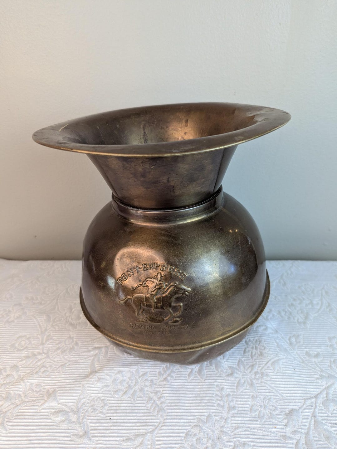 Vintage 'pony Express Chewing Tobacco Cut Plug' Brass Spittoon ...