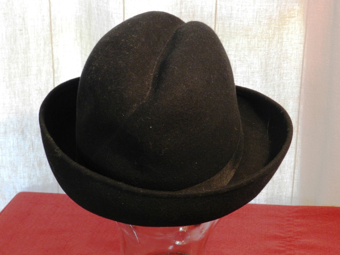 Vintage Women's Black Doeskin Felt Hat by Michelle and the - Etsy