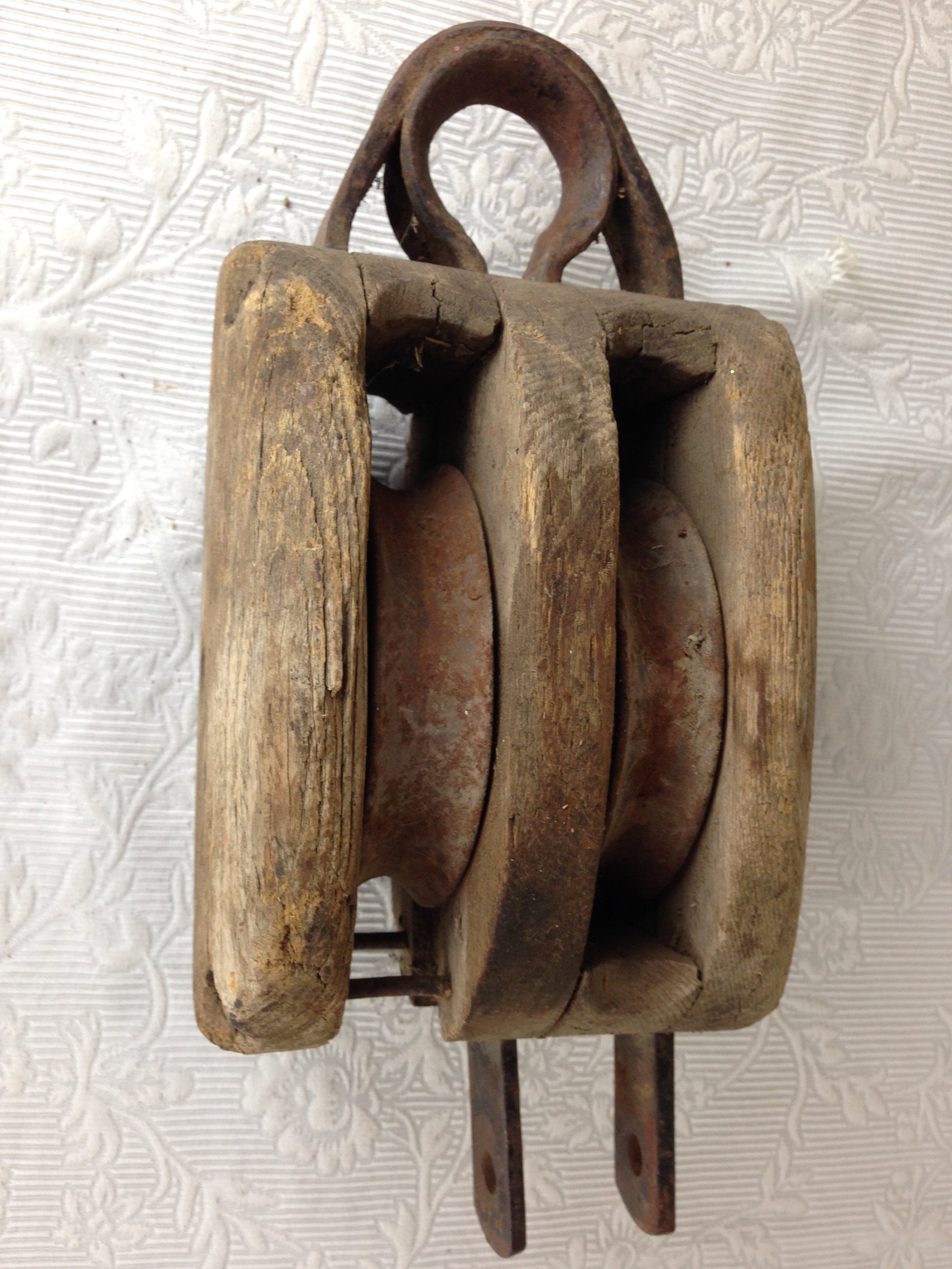 Vintage Wood and Iron Double Pulley Block and Tackle 13 Inches | Etsy