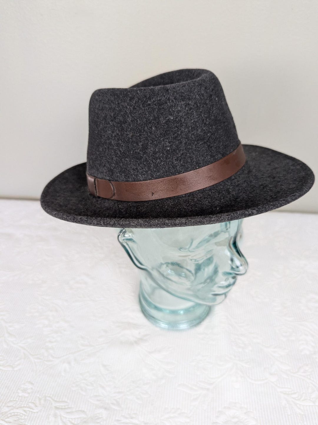 Vintage Gray Pendleton 100% Wool Fedora With Brown Leather Hat Band Model A202-70019 Size Small ...