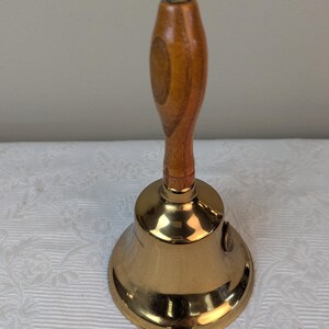 Vintage LARGE 9 Inch Presentation School Bell Solid Heavy Brass With ...