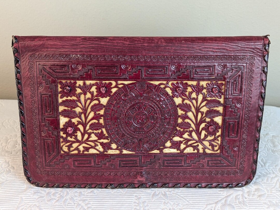 Vintage Mexican Red Hand Tooled Leather Handbag/clutch Purse 04906 - Etsy