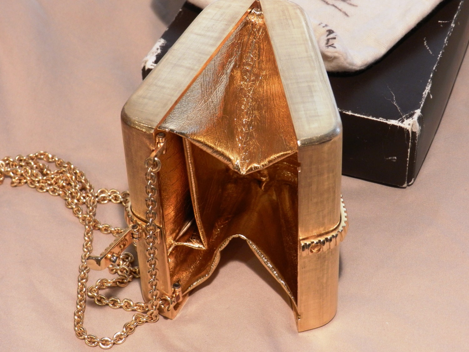 Vintage Rodo Gold Metal Evening Bag in Original Box and Bag - Etsy