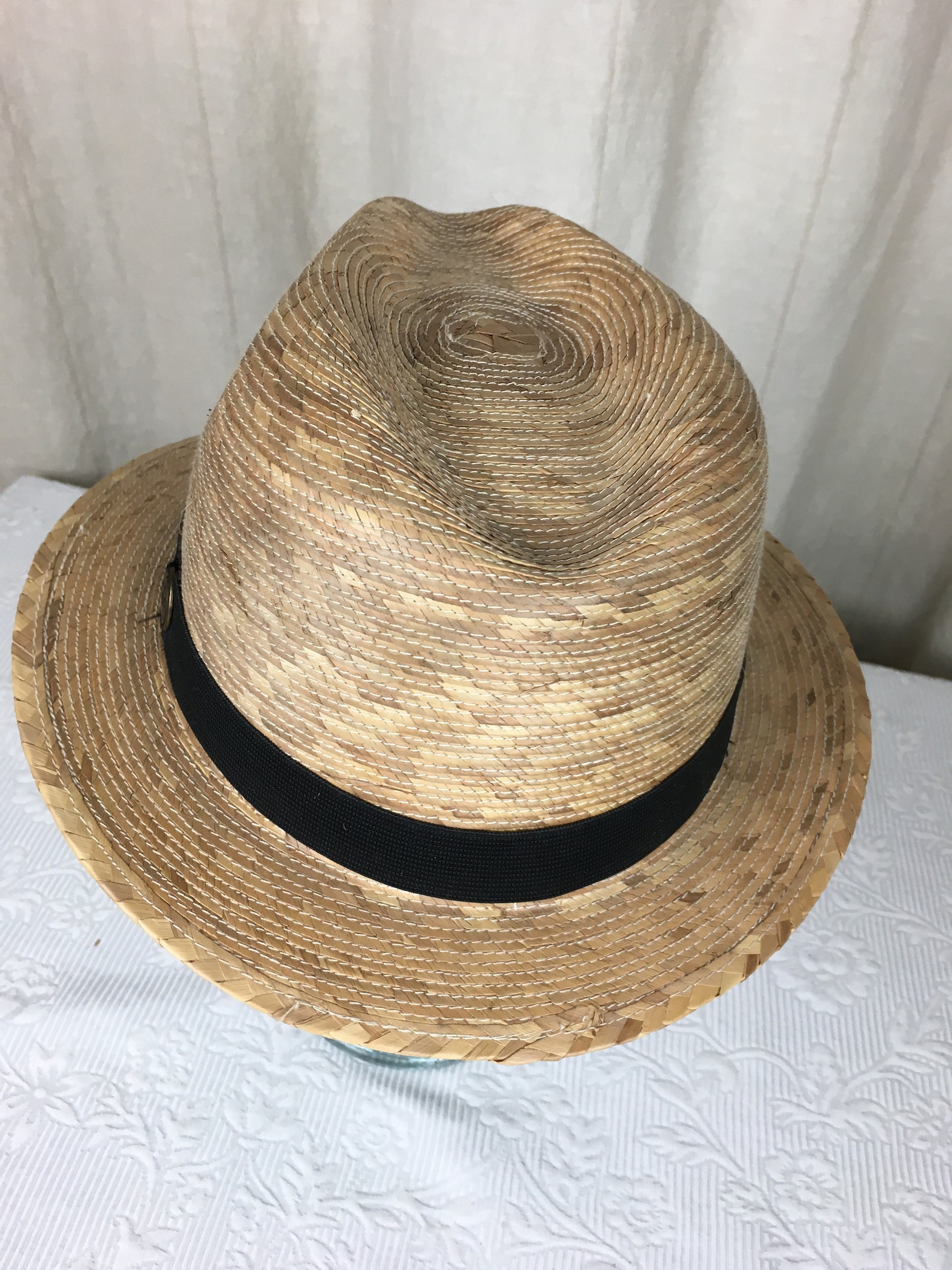 Unisex Palm Weave Fedora by Tula Natural Color With Black Hatband and ...