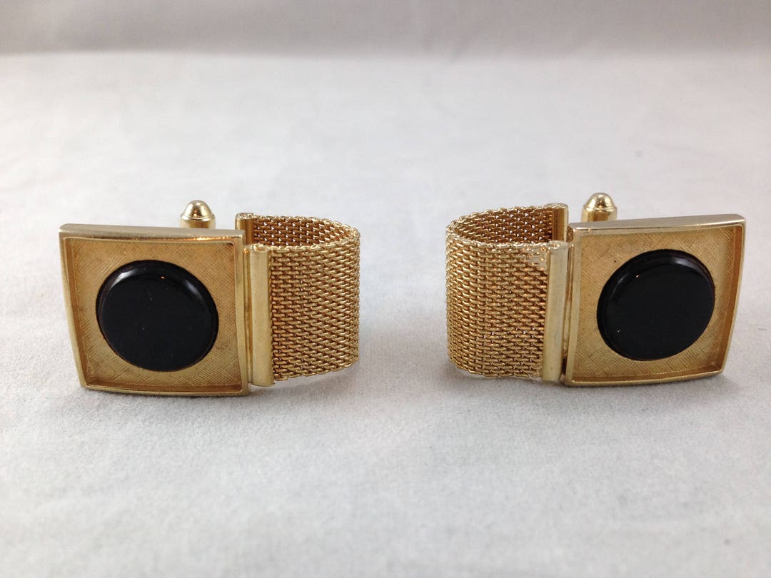 Cufflinks by Shield's of Fifth Avenue Gold Tone With Gold Mesh Wrap ...