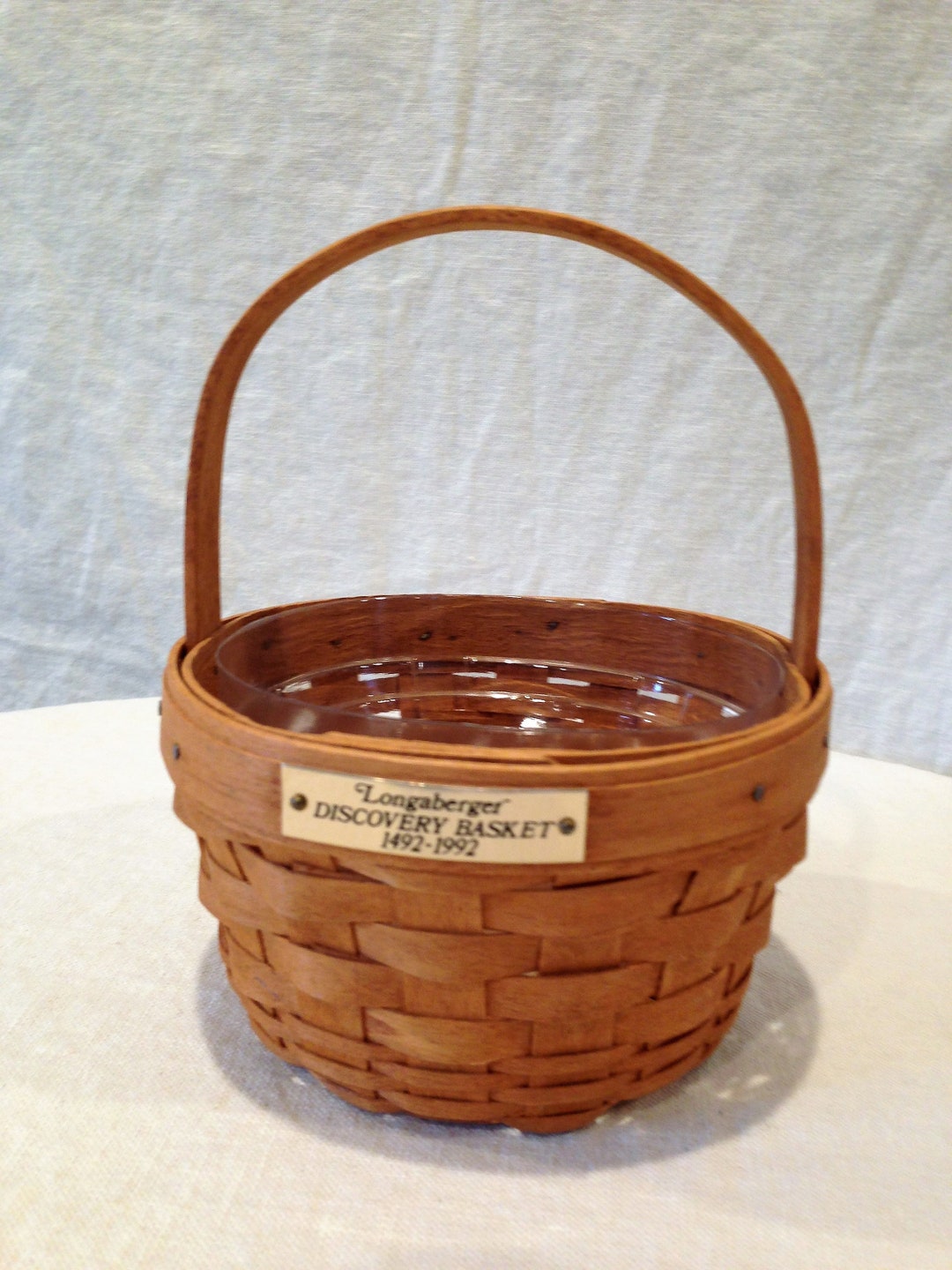 Vintage Small Longaberger Discovery Basket 5 3/4 Inch Round With Fixed ...