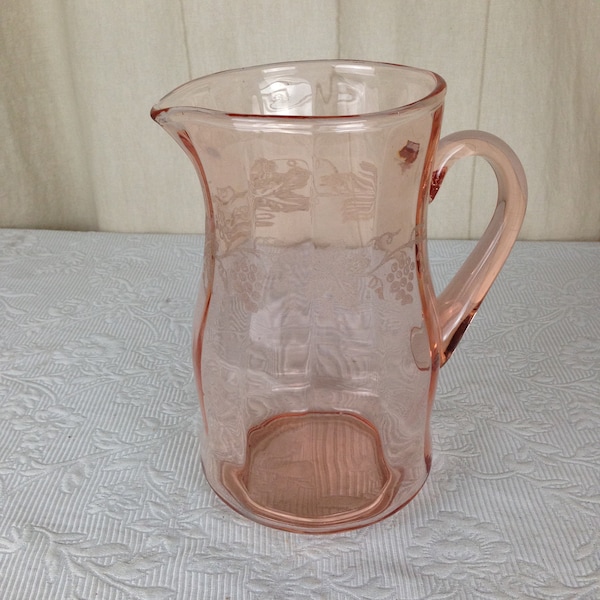 Pink Glass Pitcher - Etsy