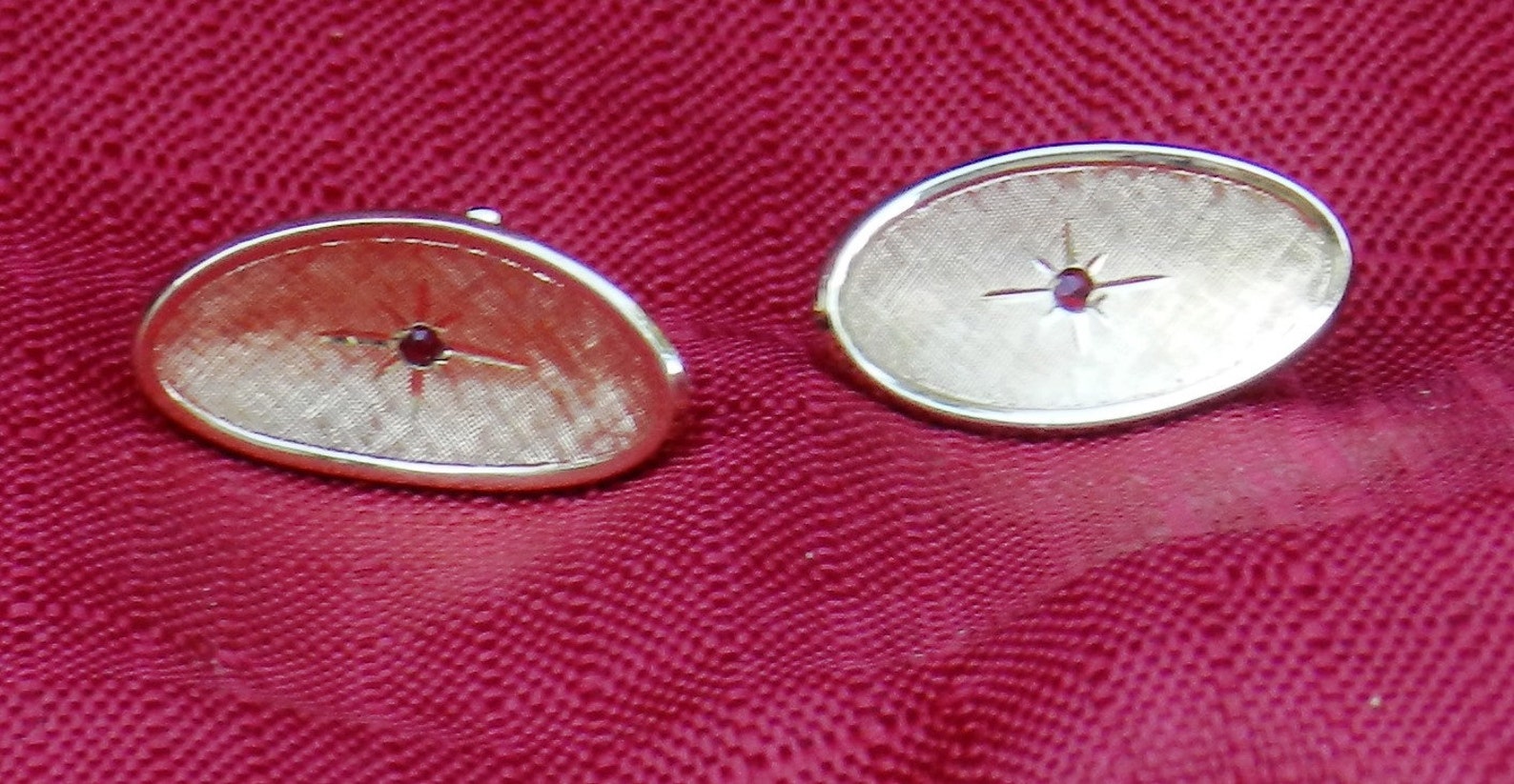 Pair of Anson Cufflinks With a Concave Brushed Oval Setting - Etsy