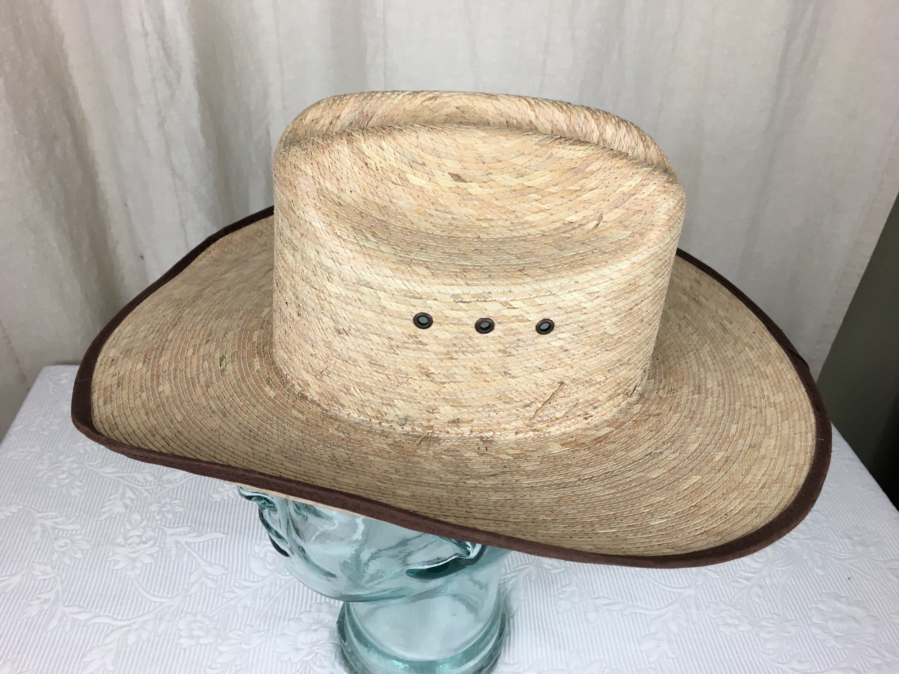 Vintage Palm Leaf Straw Cowboy Hat by Unknown Maker With No | Etsy