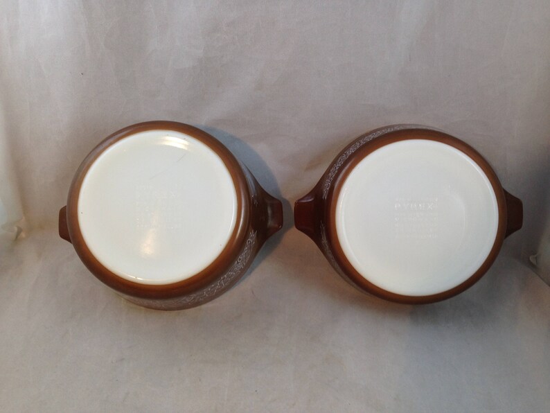 Vintage Pyrex Dark Brown Woodland Pattern 4 Pieces 471-B and 473-B with ...