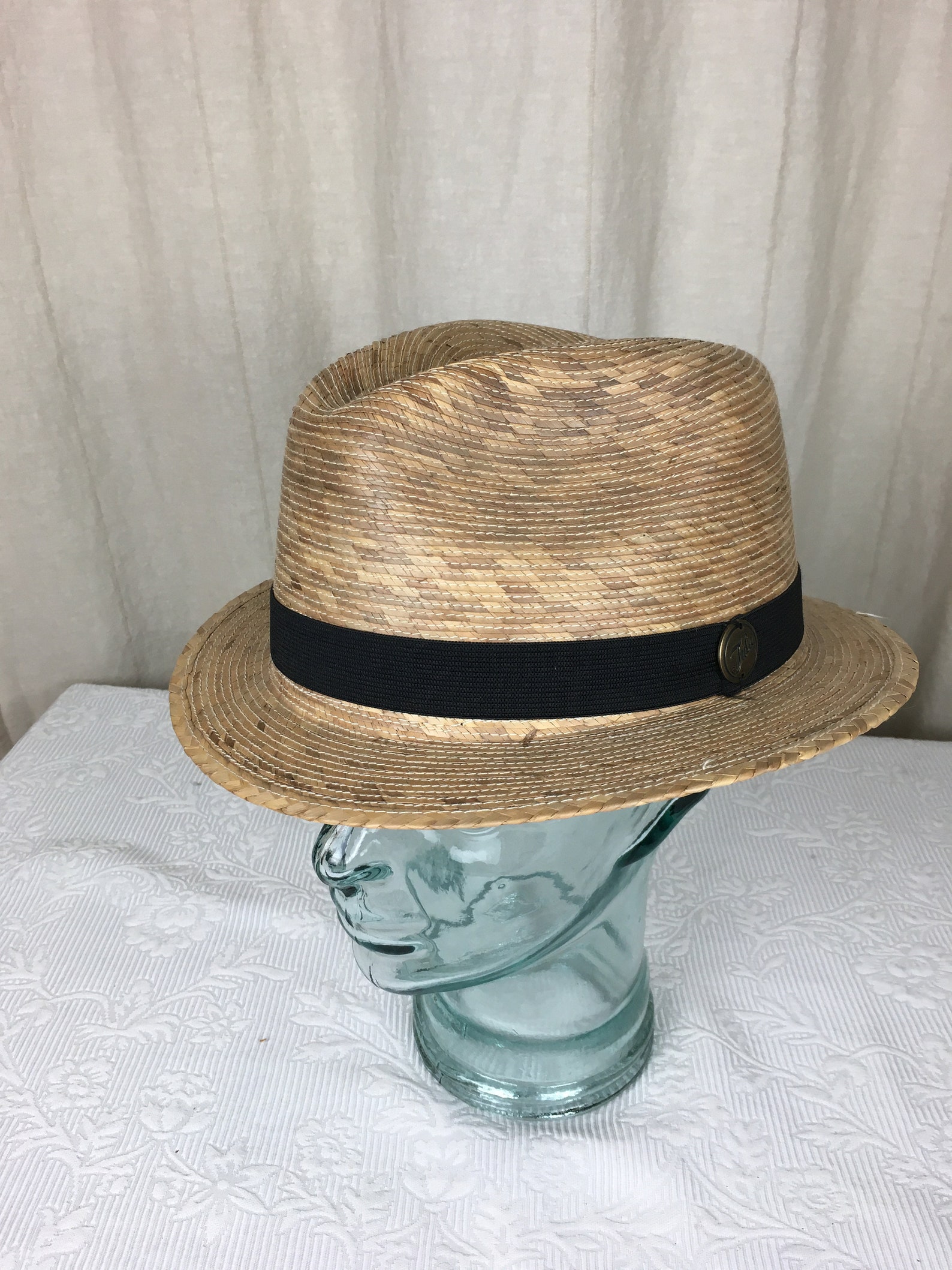 Unisex Palm Weave Fedora by Tula Natural Color With Black Hatband and ...