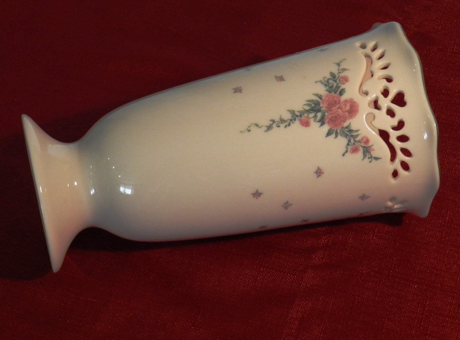 Vintage Lenox Pedestal Vase Petite Rose Pattern With Decorative ...