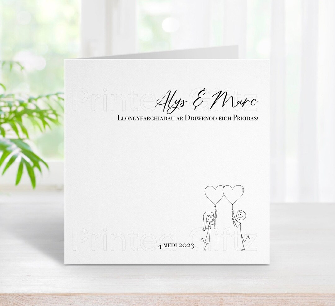 WELSH WEDDING CARD Priodas Hapus Custom Welsh Wedding Day Card Mr & Mr ...