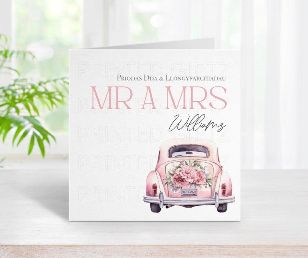 WELSH WEDDING CARD Priodas Hapus Custom Welsh Wedding Day Card Mr & Mr ...