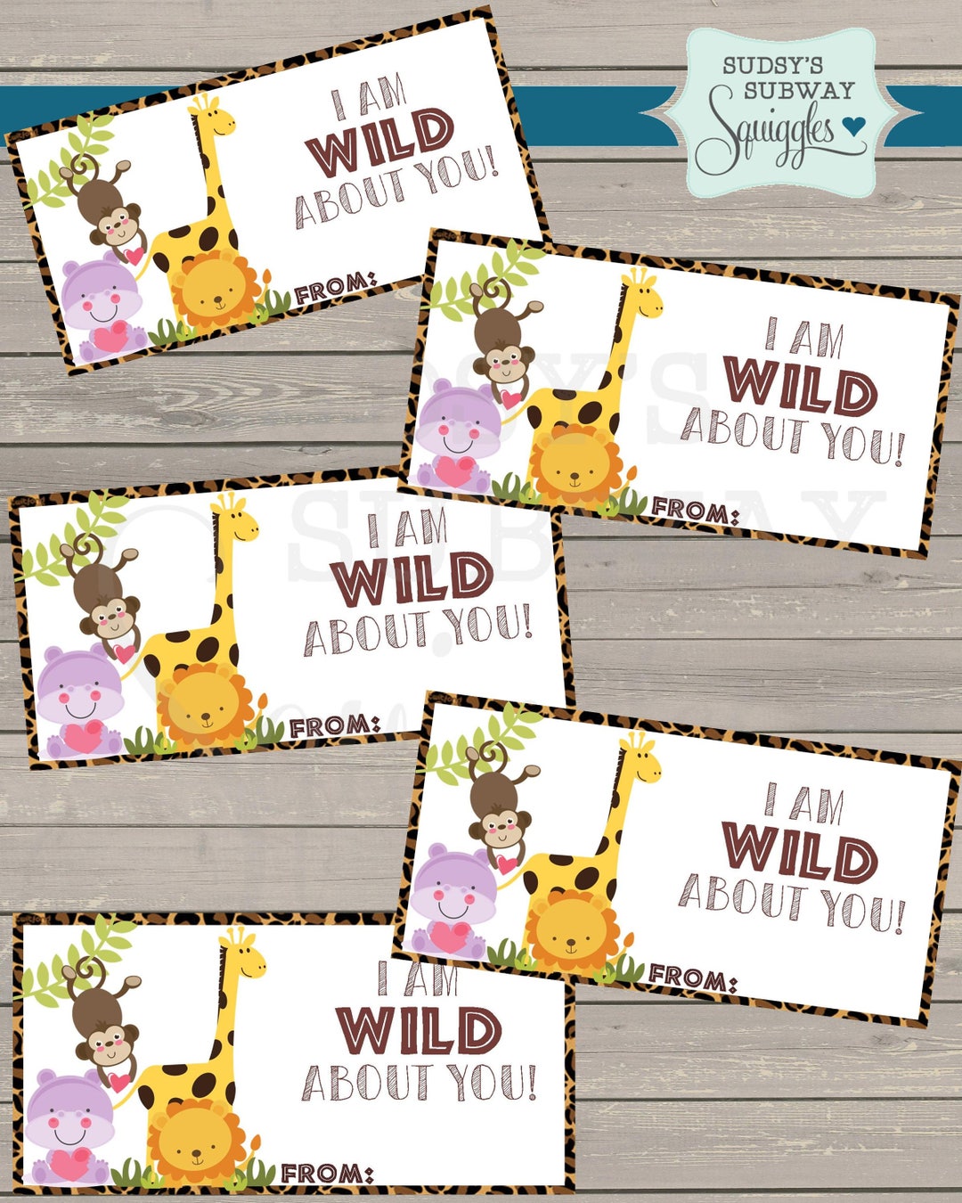 Jungle Animal Valentines, Wild About You, Monkey Valentine, Jungle ...