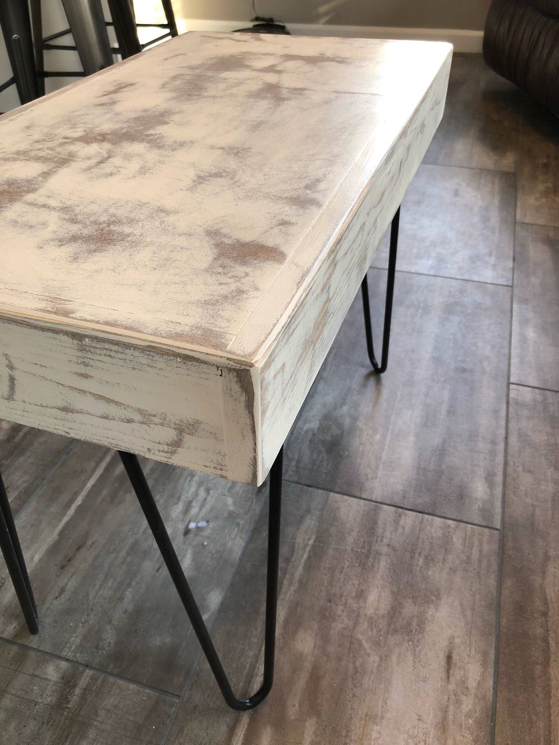 Rustic Hair Pin End Table - White Hair Pin End Table Rustic End Table ...